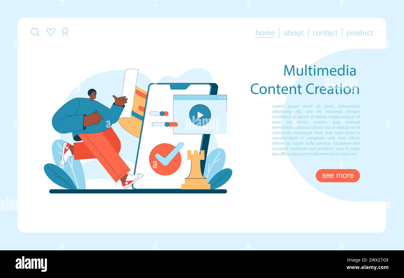 Multimedia Content Creation concept. Crafting diverse digital assets ...