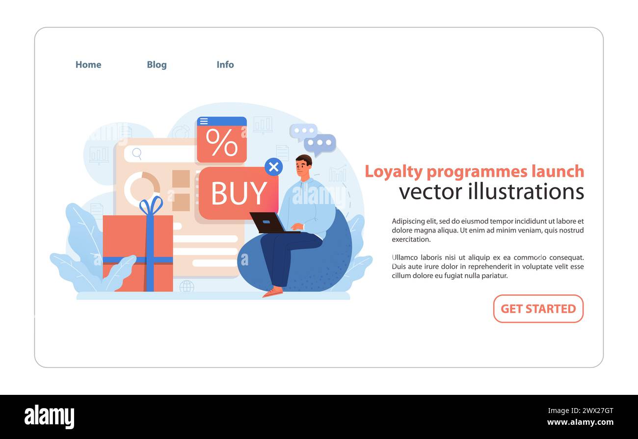 Customer Loyalty Program Launch. Illustration of a marketing expert ... Customer Loyalty Program Launch. Illustration of a marketing expert ...