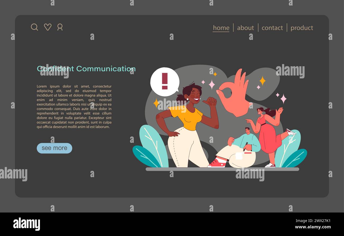 Confident communication concept. An animated portrayal of self ...