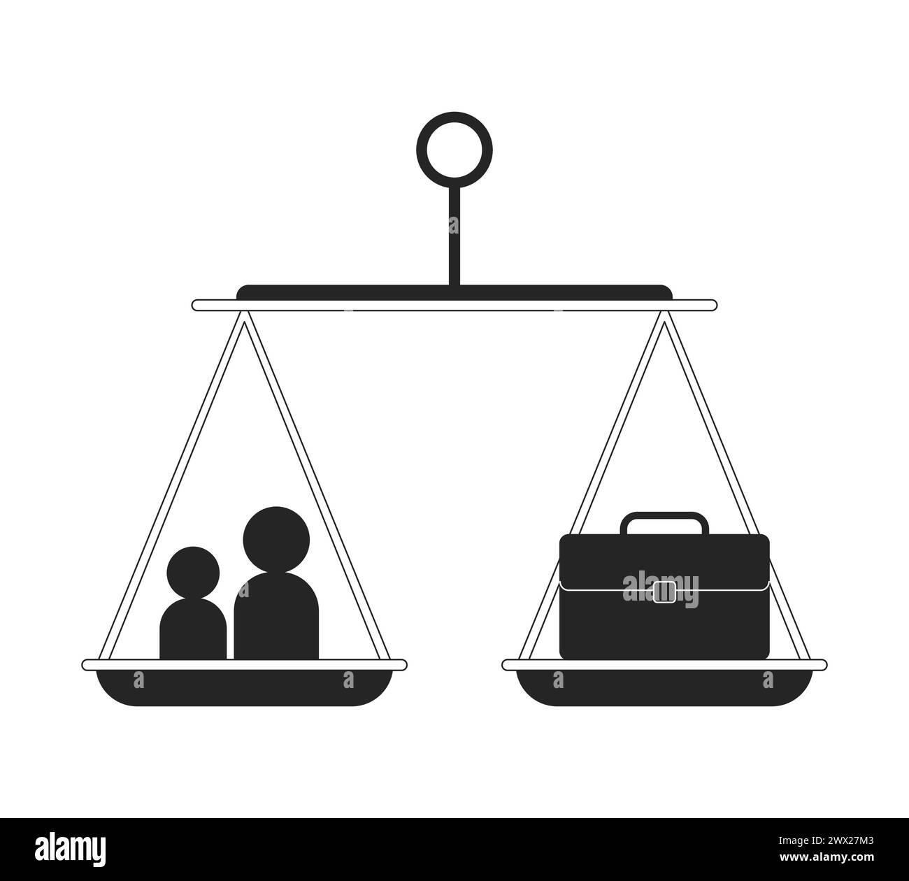 Work life balance scale black and white 2D line cartoon object Stock ...
