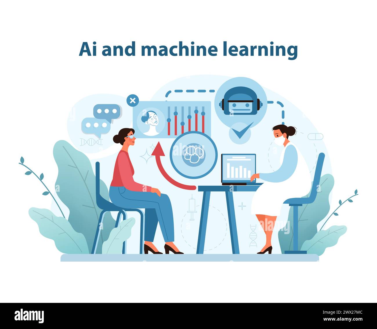 AI and machine learning in skincare illustration. Revolutionizing ...