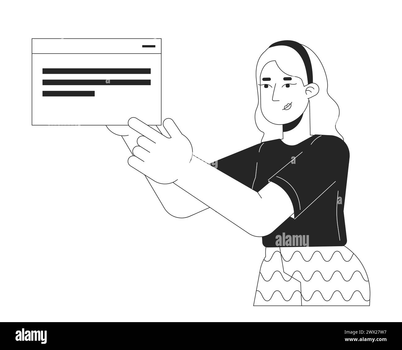 Female programmer black and white 2D line cartoon character Stock Vector Image & Art - Alamy