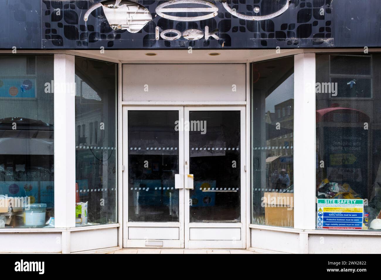 A closed and empty shop store undergoing refurbishment refitting in ...