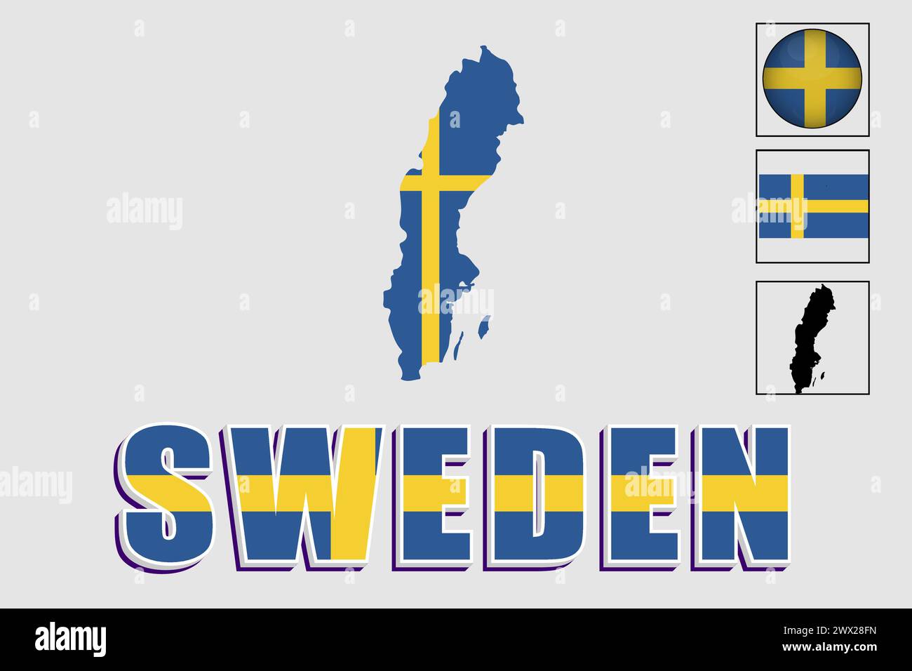 Sweden flag and map in a vector graphic Stock Vector Image & Art - Alamy