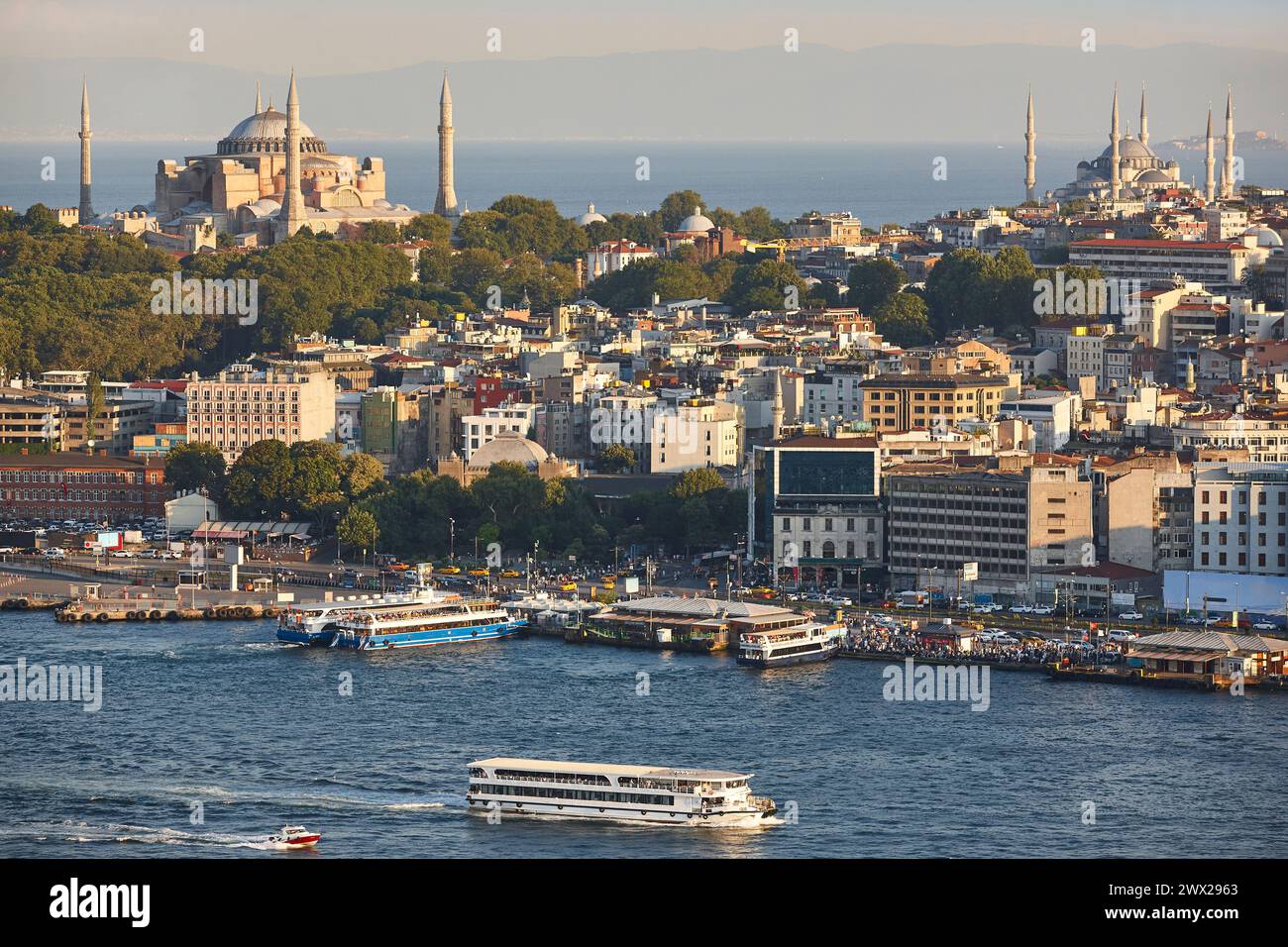 Istanbul city center. Sultanahmet neighborhood and golden horn strait ...