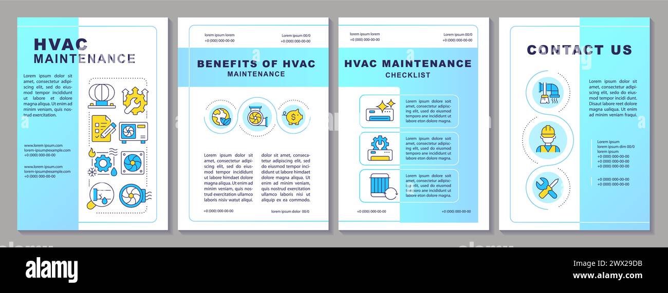 HVAC maintenance blue gradient brochure template Stock Vector Image ...