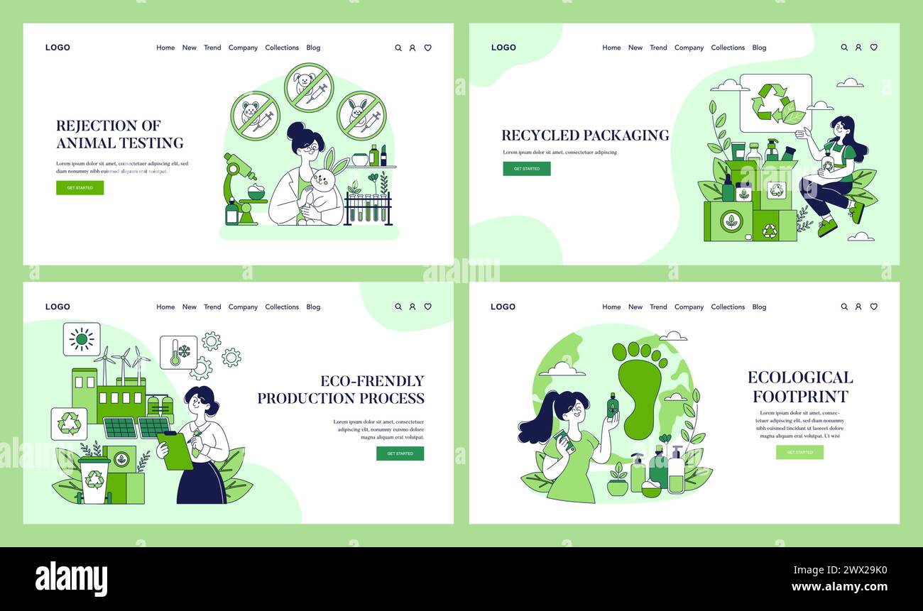 Sustainable Beauty Practices Set. Advocating against animal testing ...