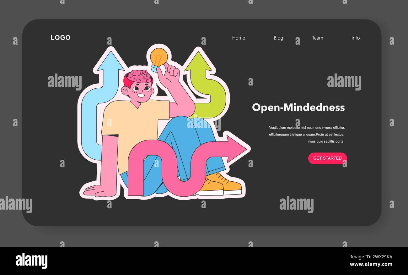 Open-Mindedness concept. Curious mind evaluating different paths with a lightbulb moment ...