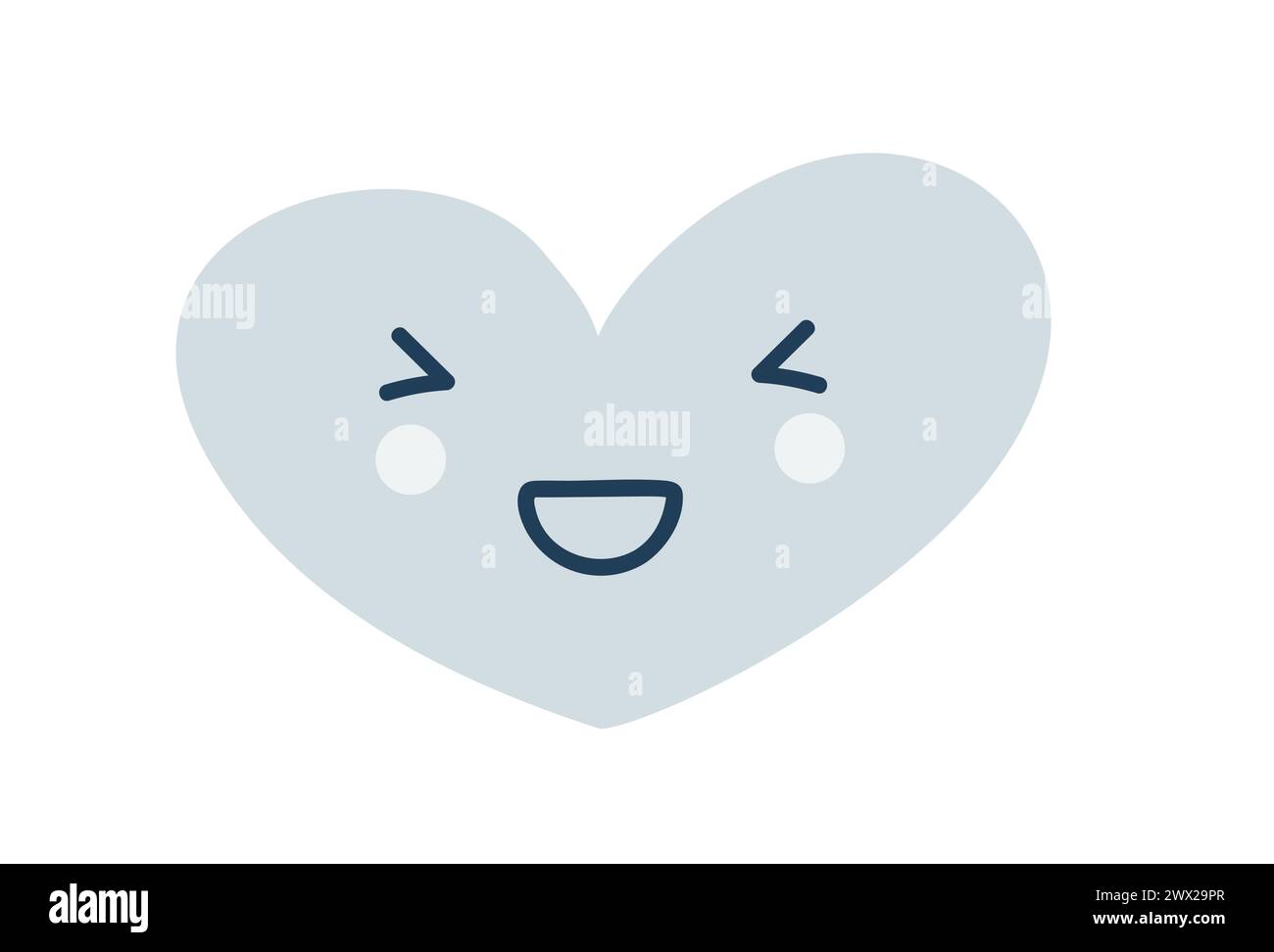 blue happy laughing heart Love Emoji Icon. Object Symbol flat Vector ...