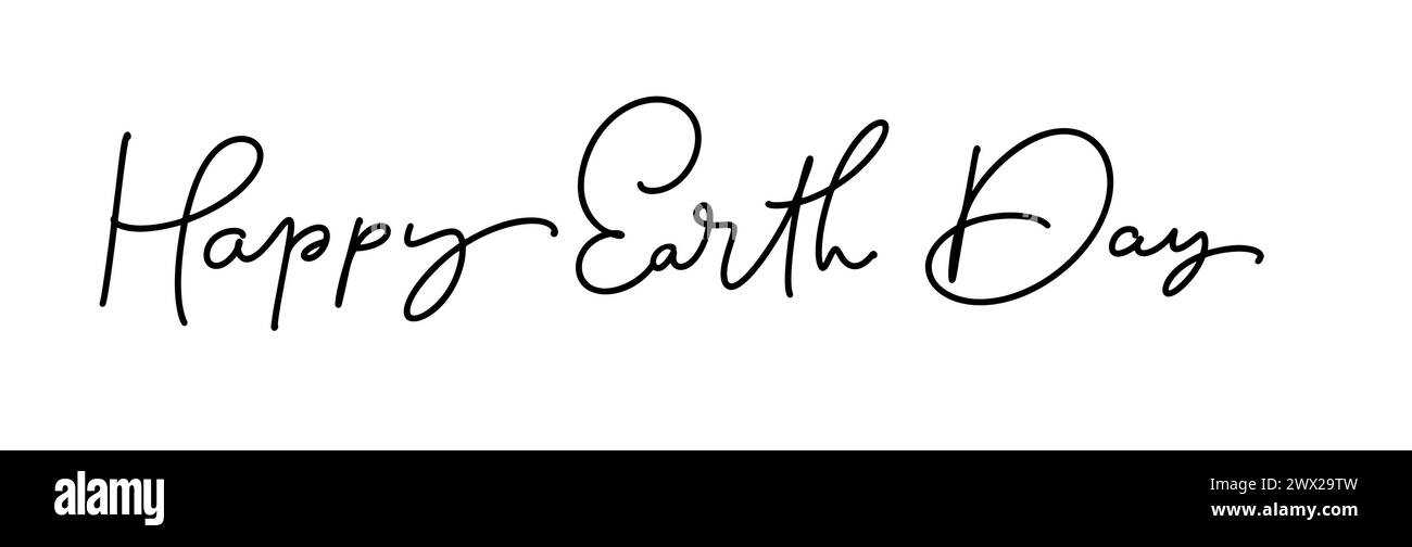 Happy Earth Day handwritten lettering text monoline. Typography ...