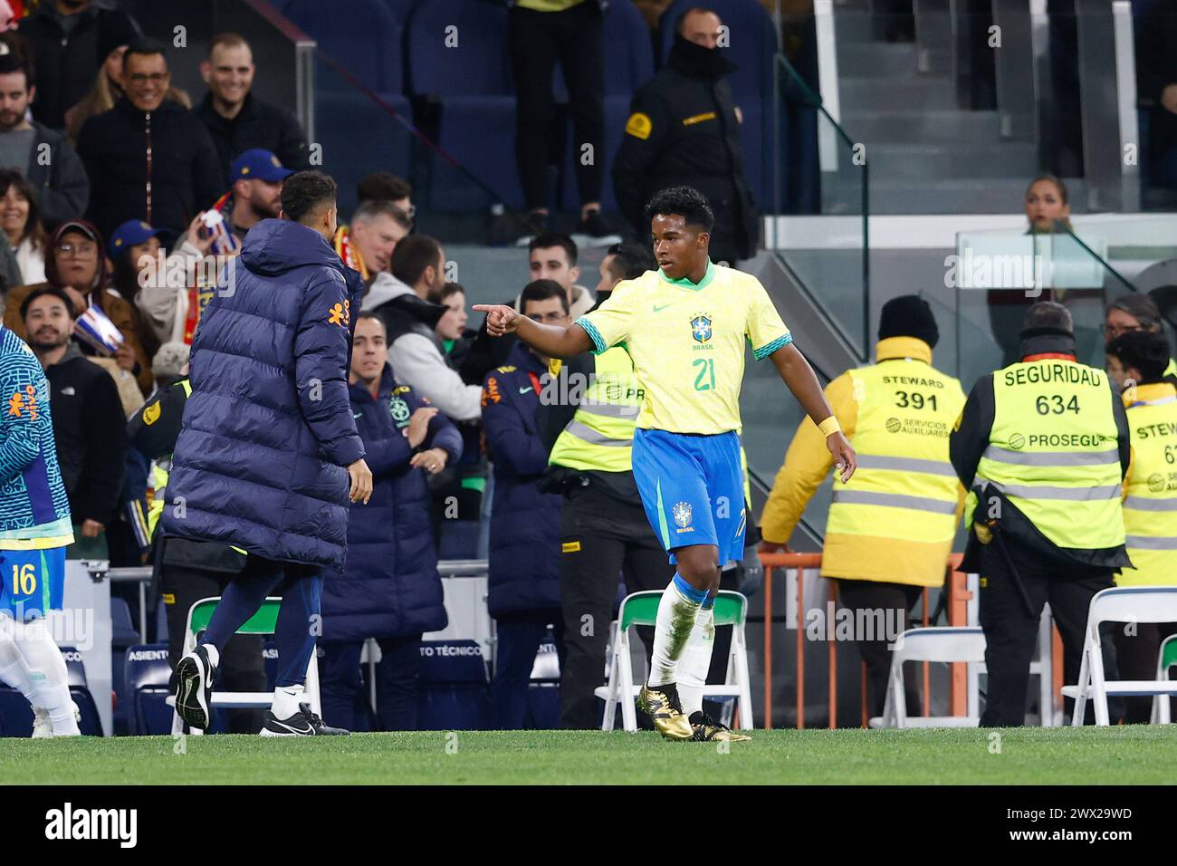 Madrid, Spain, March 26, 2024, Endrick Felipe of Brazil celebrates a ...