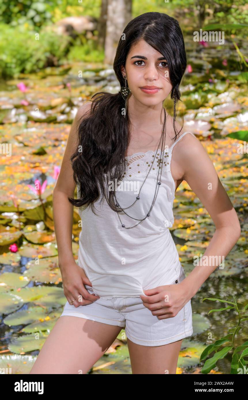 Quinceanera portrait of Cuban girl in an outdoor setting, Cuba Stock ...