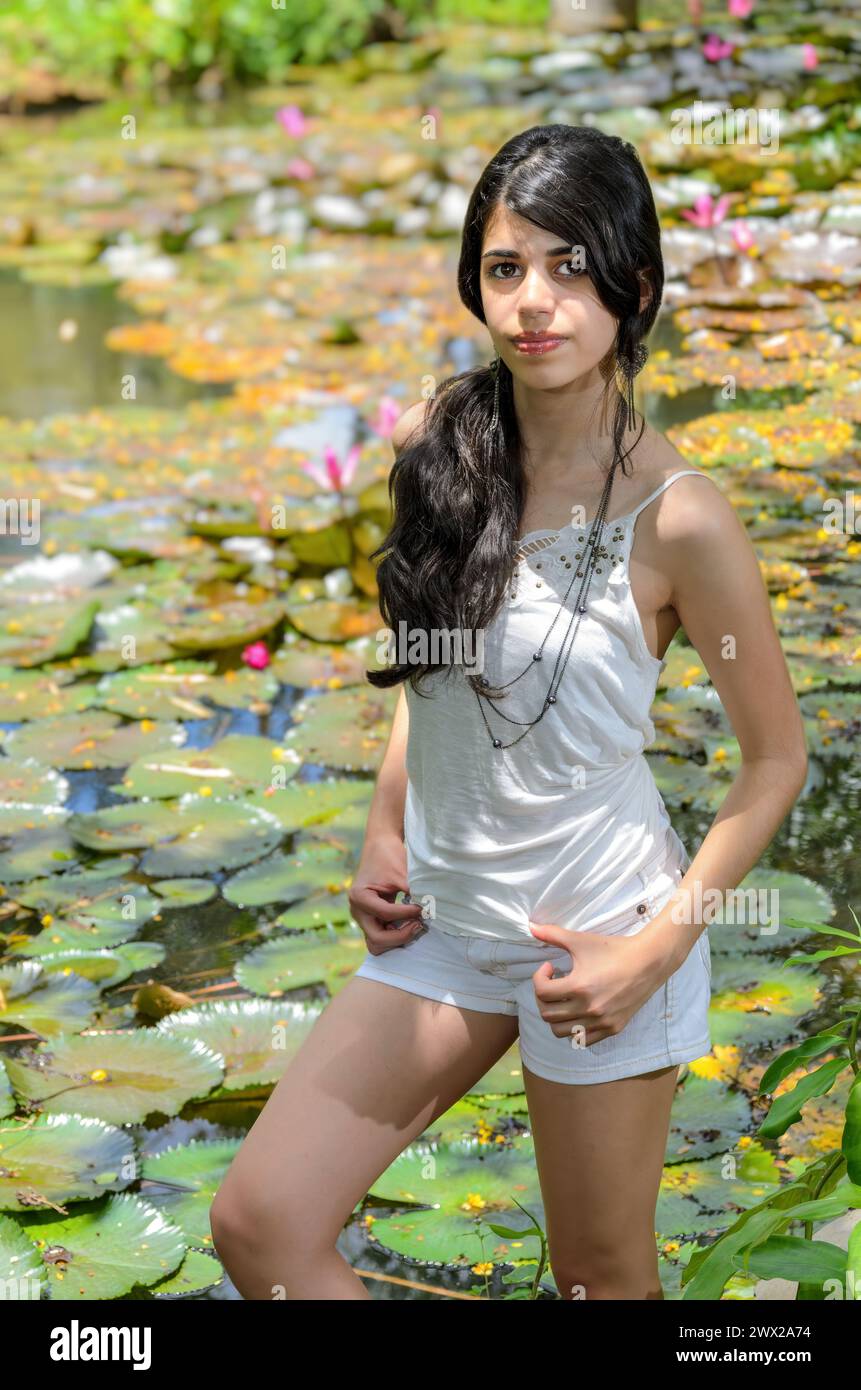 Quinceanera portrait of Cuban girl in an outdoor setting, Cuba Stock ...