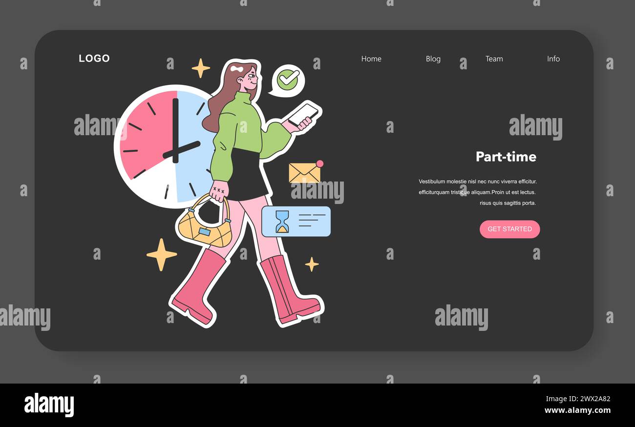 Confident woman manages her time efficiently, juggling part-time work ...
