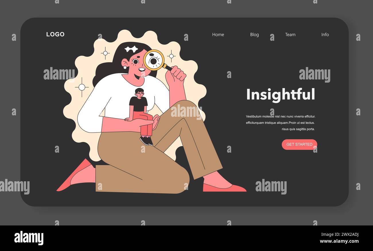 Self-reflection concept. A woman examines her smaller self with a ...