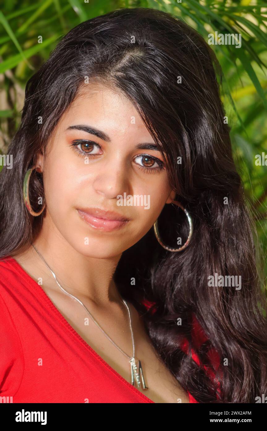 Quinceanera portrait of Cuban girl in an outdoor setting, Cuba Stock ...