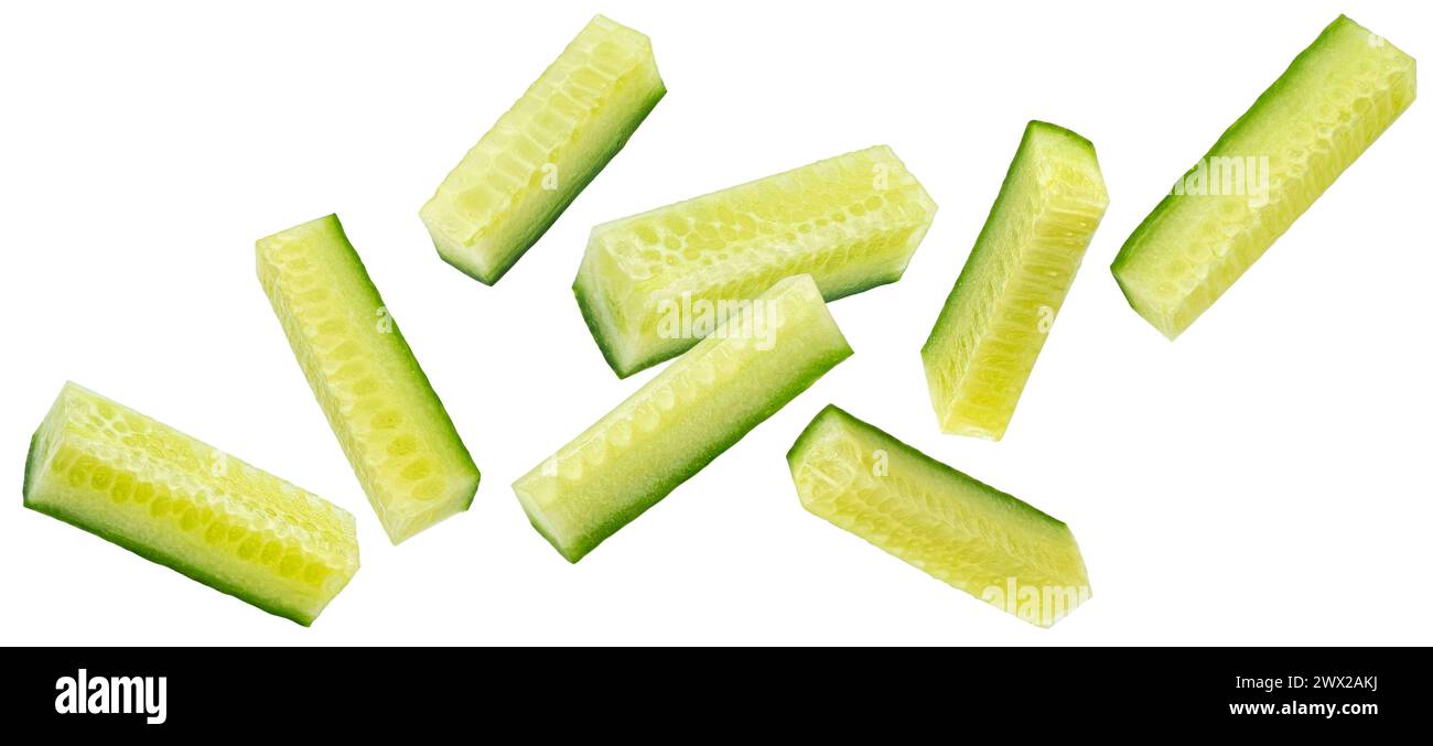 Fresh cucumber sticks isolated on white background Stock Photo - Alamy