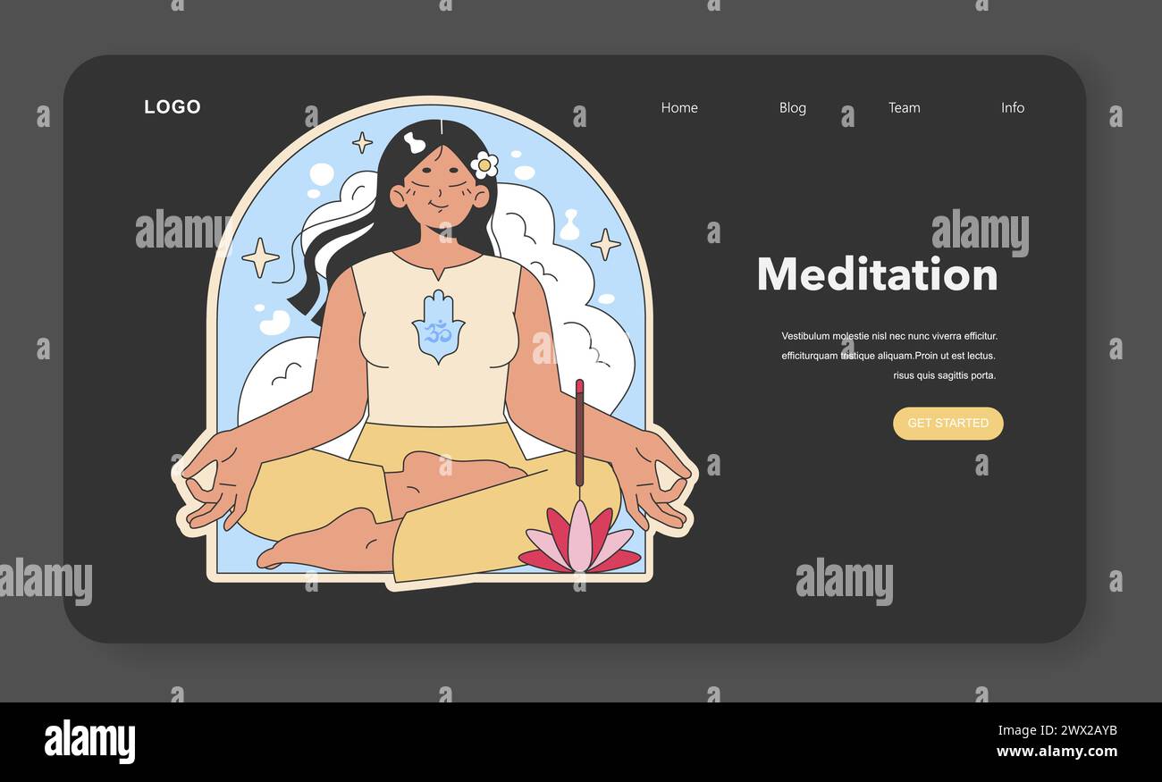 Meditation practice illustration. A tranquil figure in lotus pose ... Meditation practice illustration. A tranquil figure in lotus pose ...