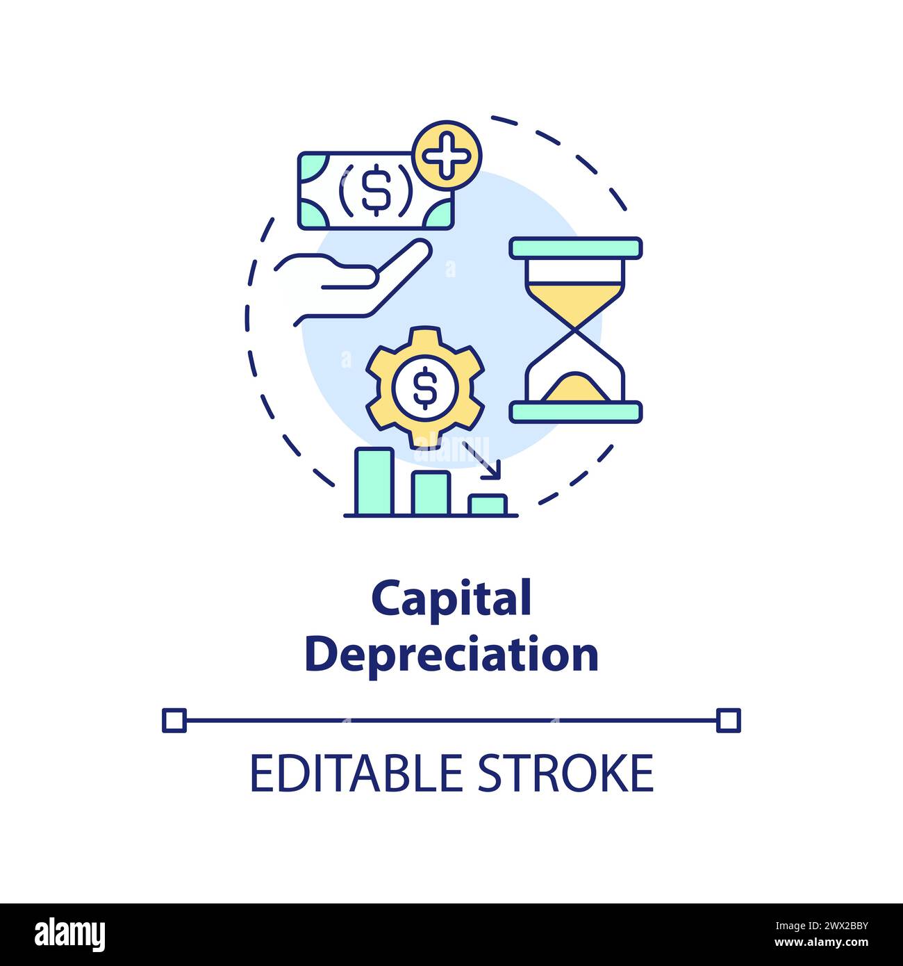 Capital depreciation multi color concept icon Stock Vector Image & Art - Alamy