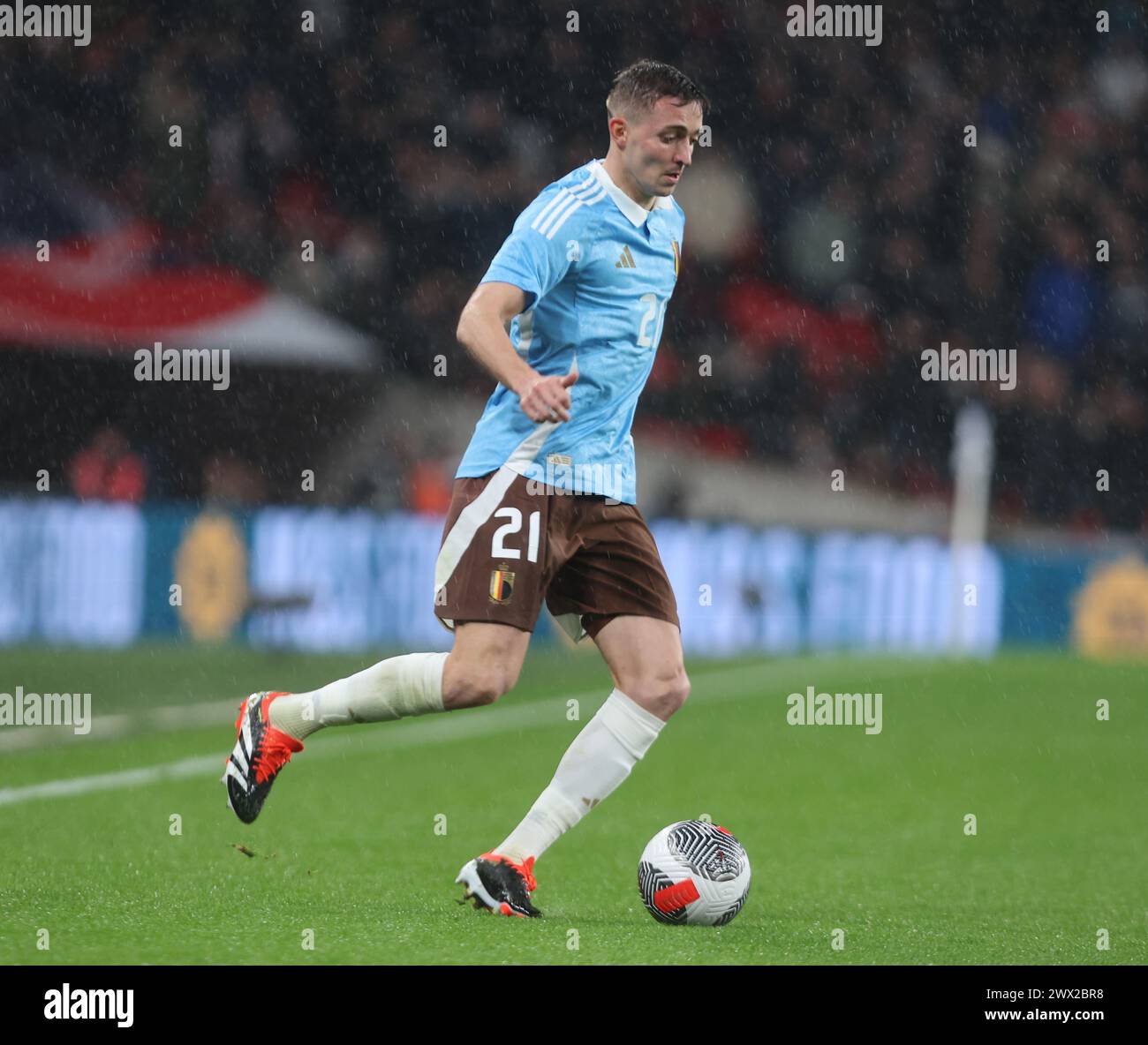 Timothy Castagne(Fulham)of Belgium in action during International ...