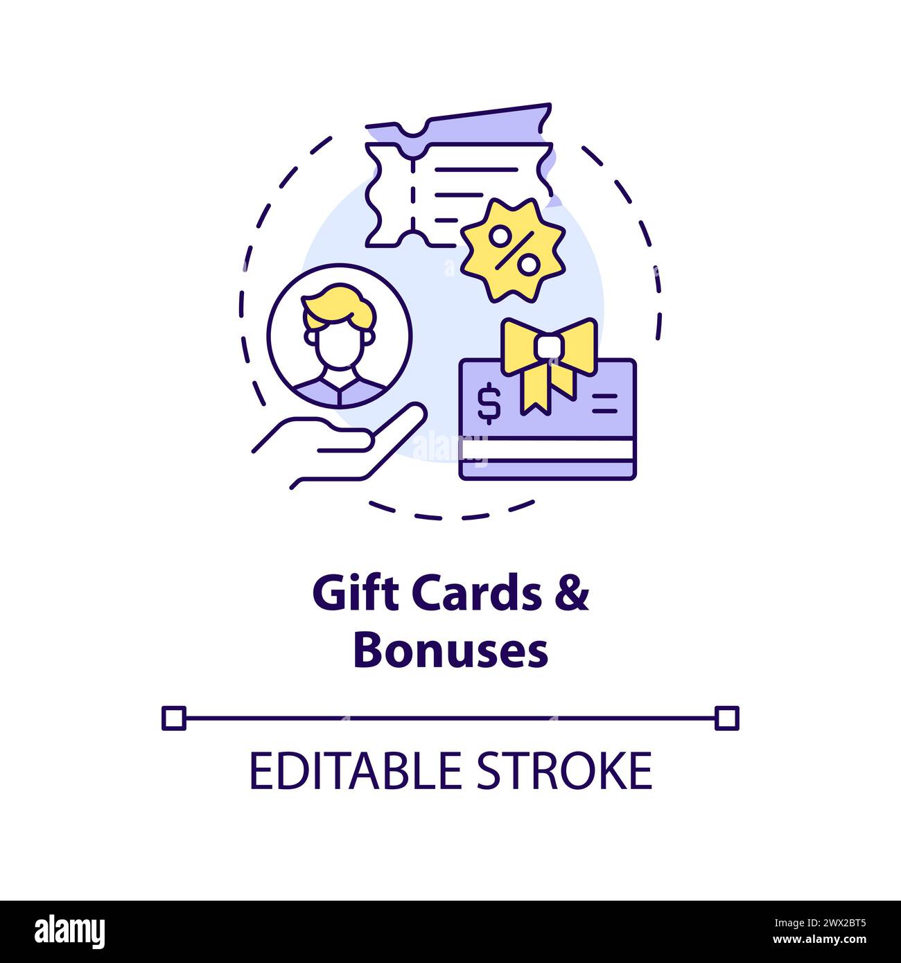 Gift cards and bonuses multi color concept icon Stock Vector Image ...