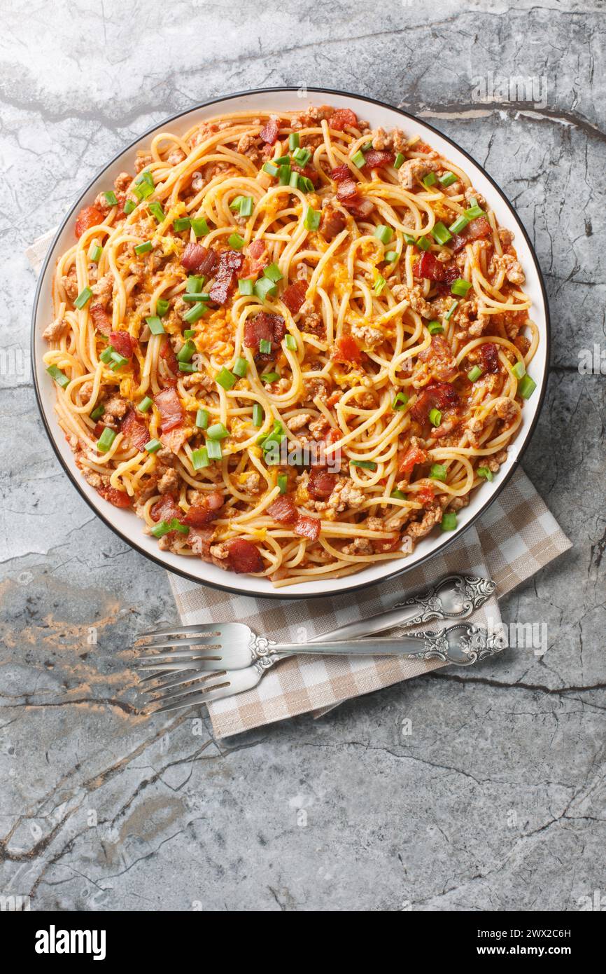 Western Cowboy Spaghetti with the addition of Ground beef, bacon ...