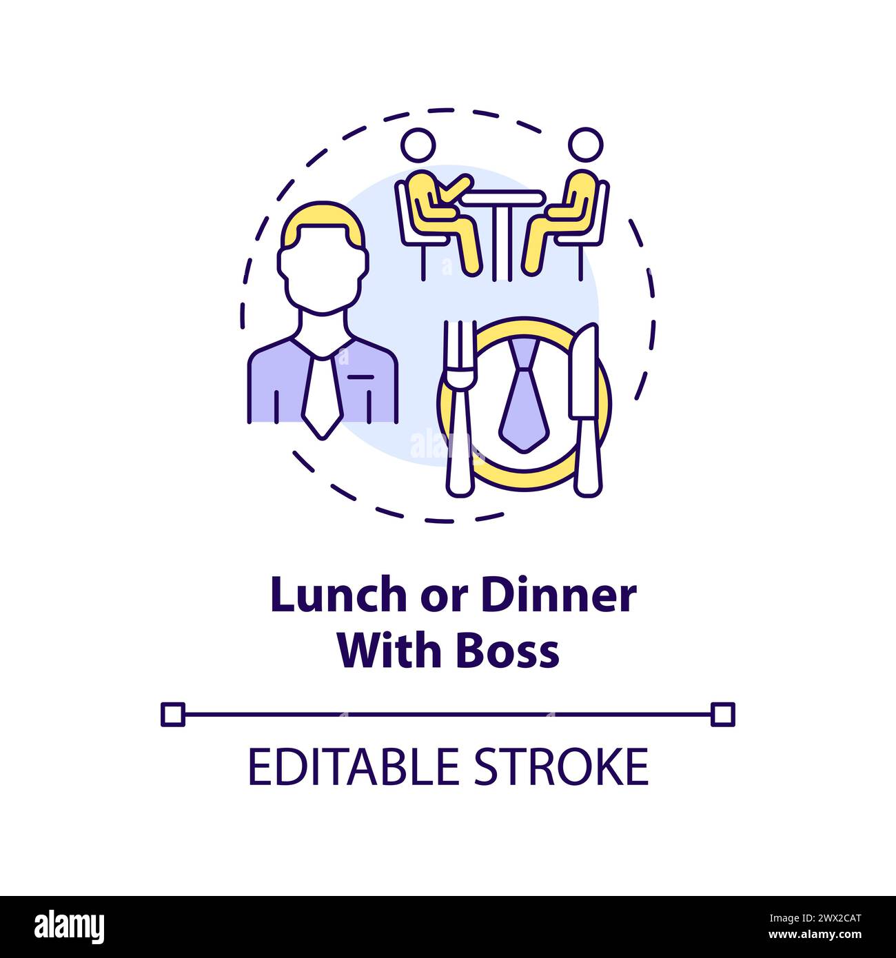 Lunch or dinner with boss multi color concept icon Stock Vector Image ...