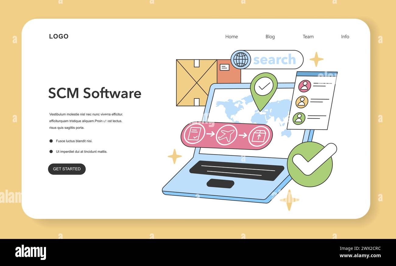 SCM Software concept. Advanced digital solution for global supply chain ...