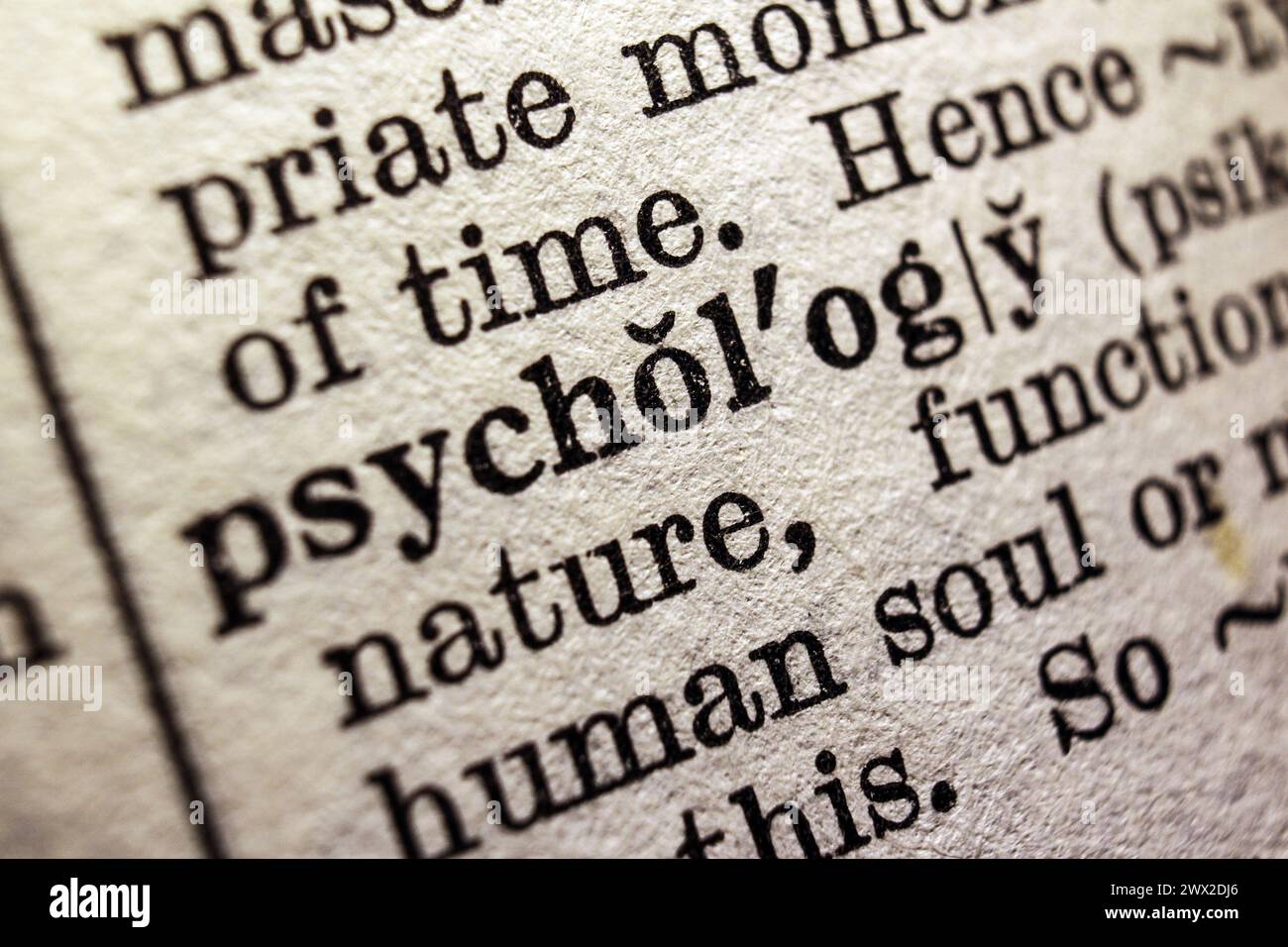 Word psychology on dictionary page, macro close-up Stock Photo - Alamy