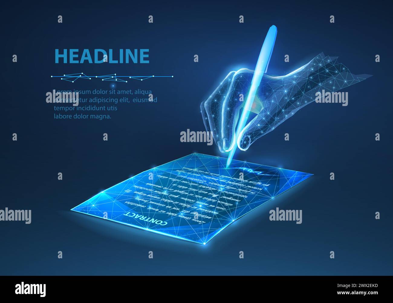 Digital hand with pan sign a document. Digital signature, E-contract ...
