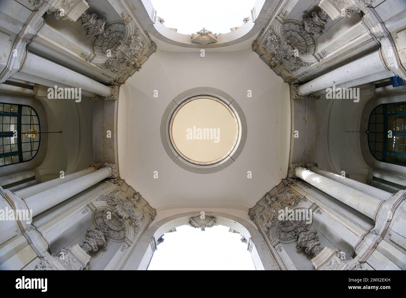 27 March 2024, Saxony, Dresden: View from the so-called frog's-eye view ...