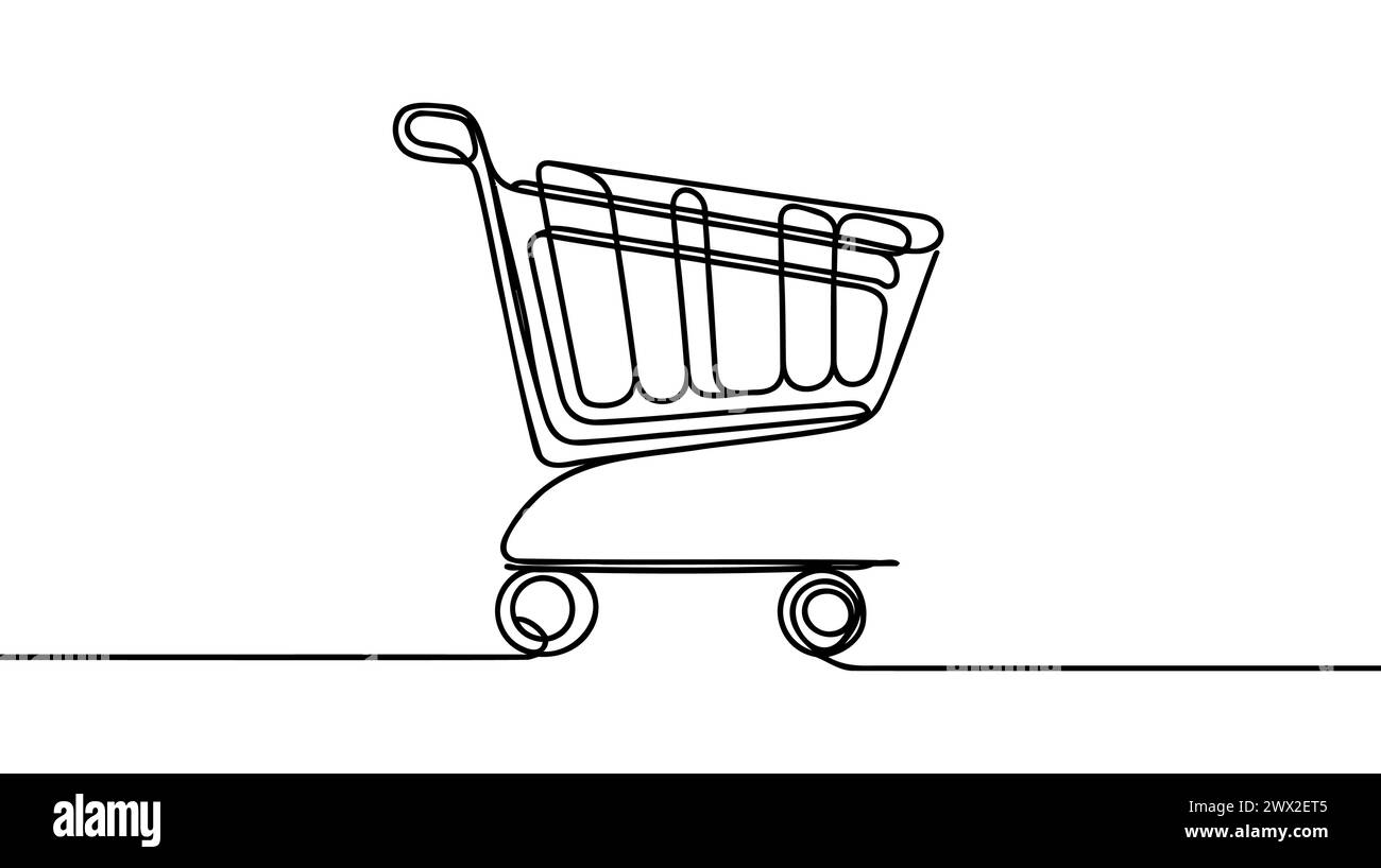 Single continuous line art shopping cart . Test system strategy concept ...