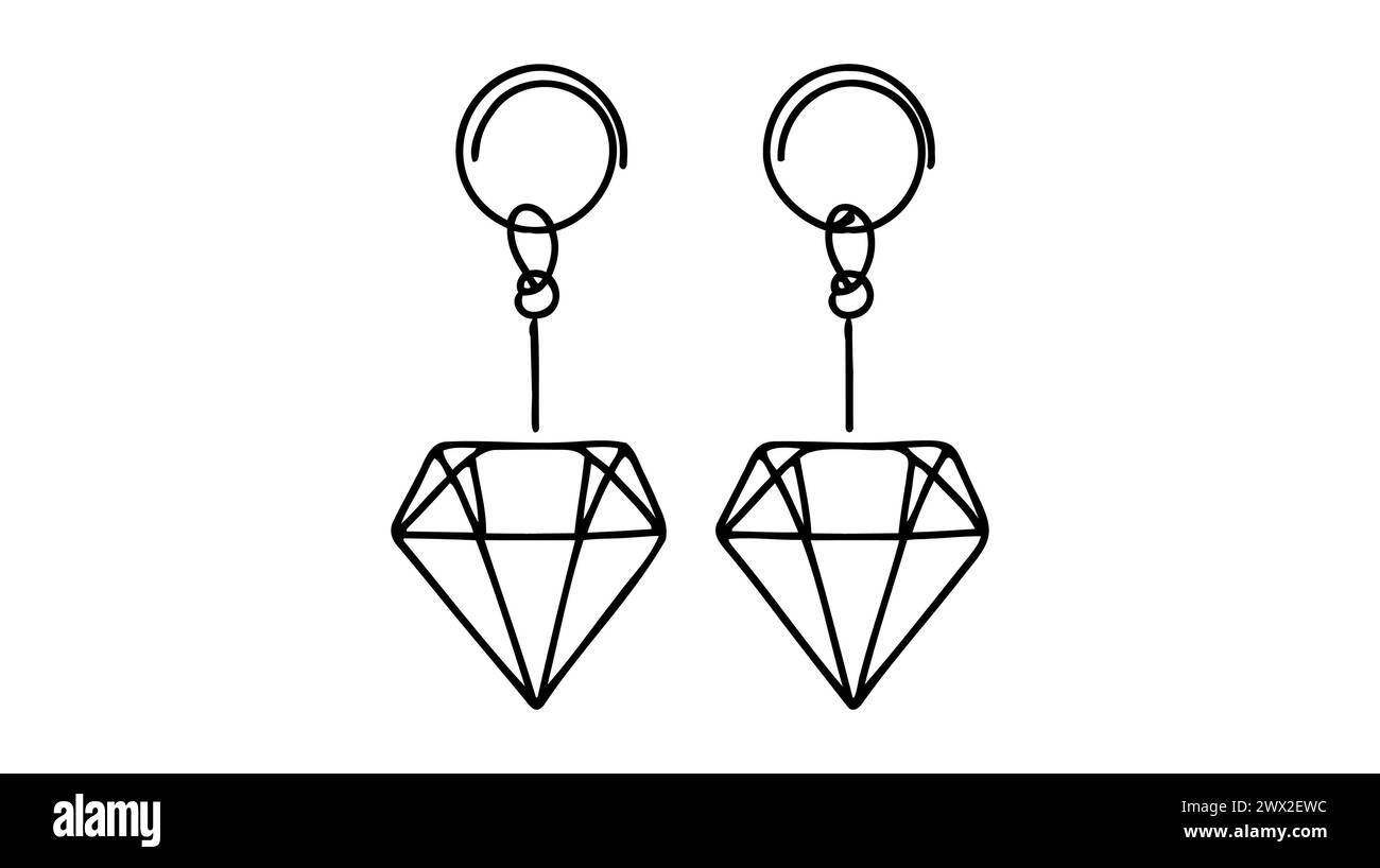 Minimalistic earrings linear illustration. Modern vector hand-drawn one ...
