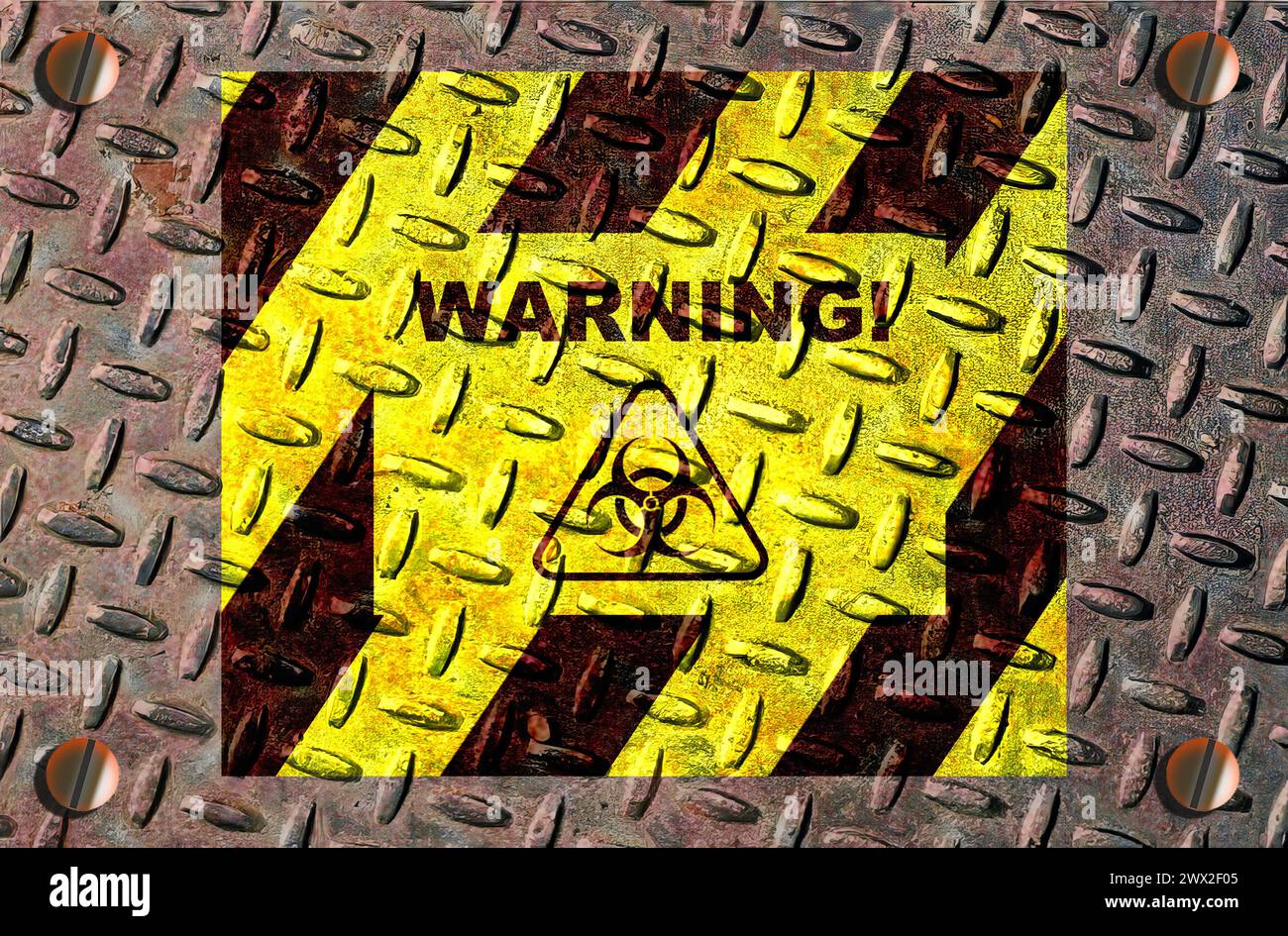 A manually created illustration of a hazardous material warning on a ...