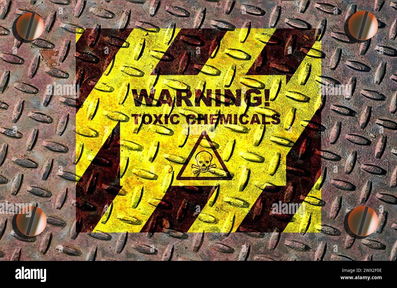 A manually created illustration of a warning toxic chemical warning ...