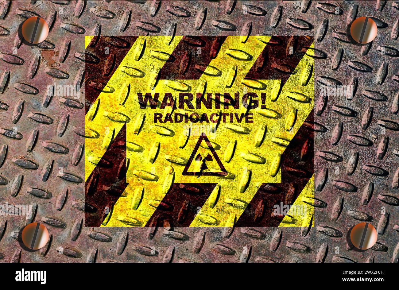 A manually created illustration of a radioactive material warning on a ...