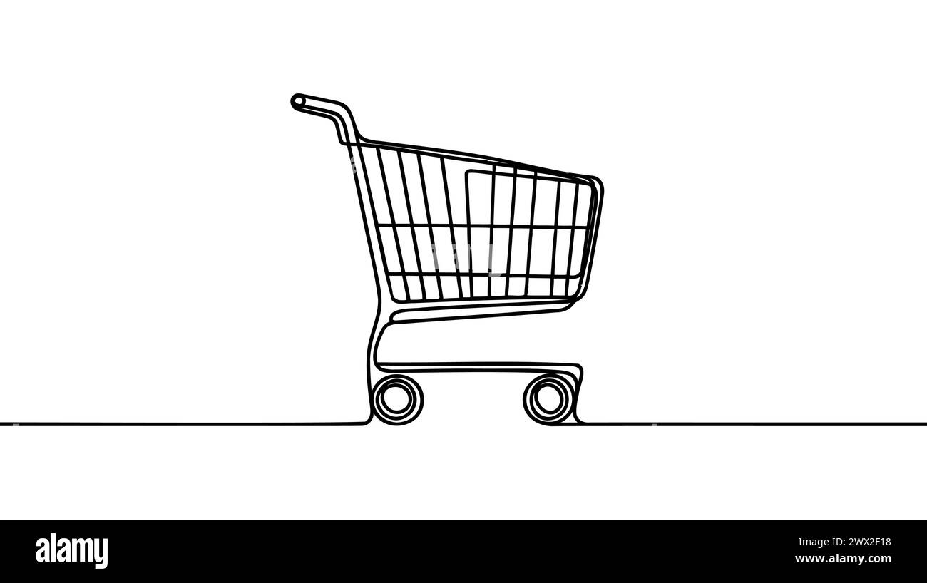 Single continuous line art shopping cart . Test system strategy concept ...