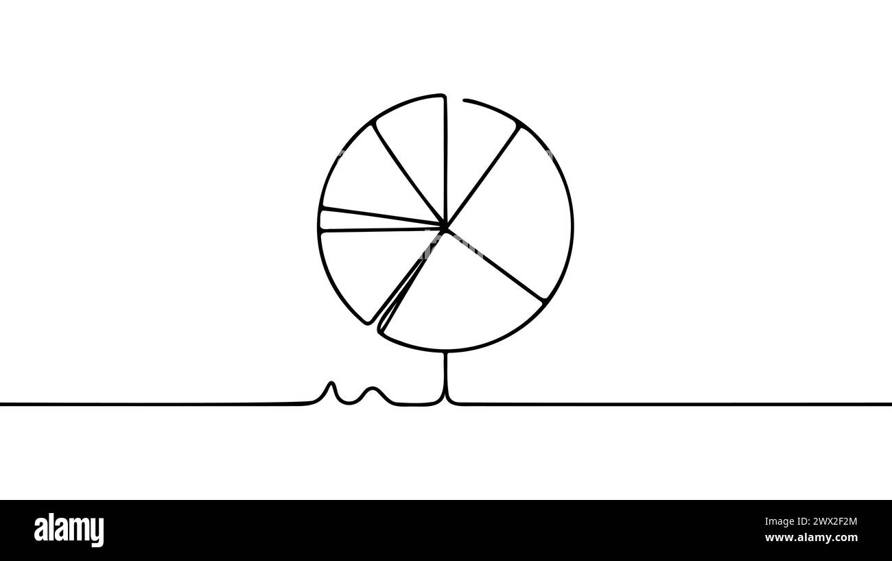 Continuous line drawing of pie chart. Business concept. Sketch icon ...