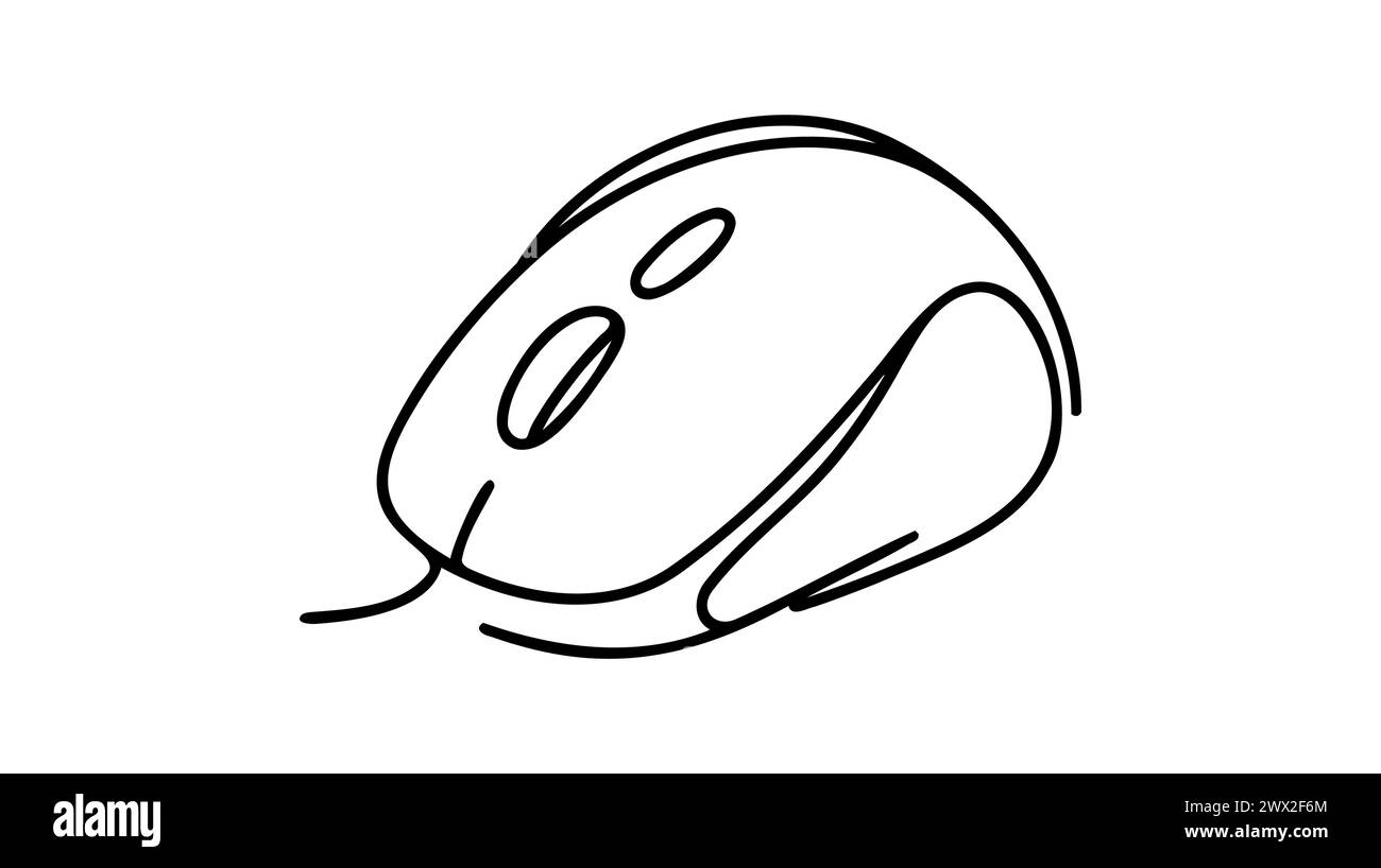 Continuous one line drawing of computer mouse icon. Minimalism drawing ...