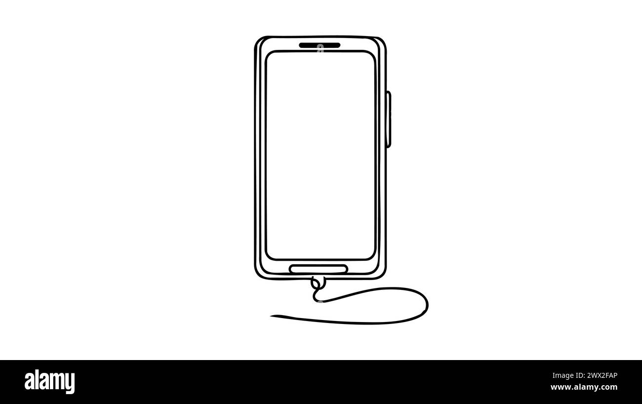 Phone line background. One line drawing background. Continuous line ...