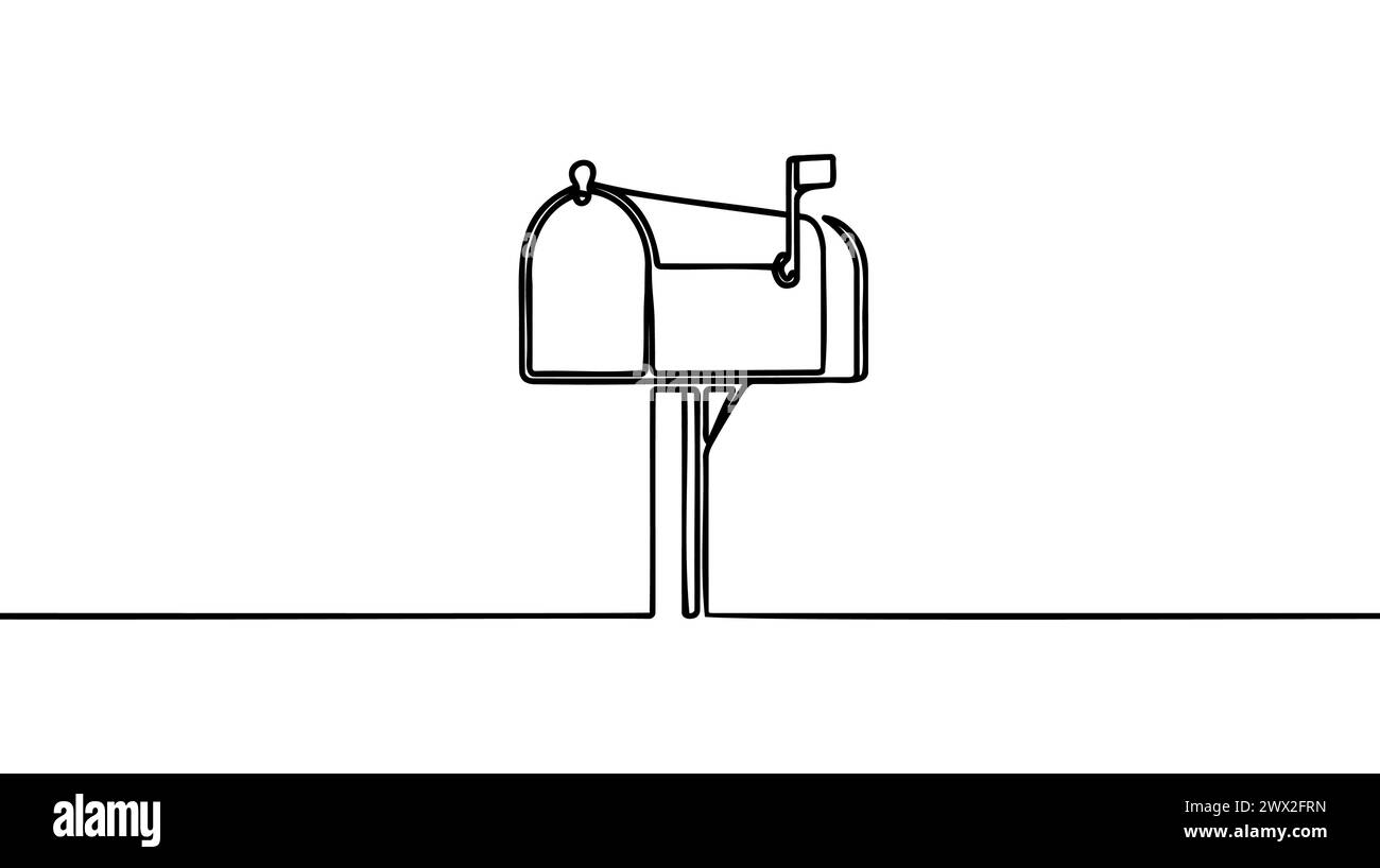 Continuous one line drawing of open mailbox with letters. Simple vector ...