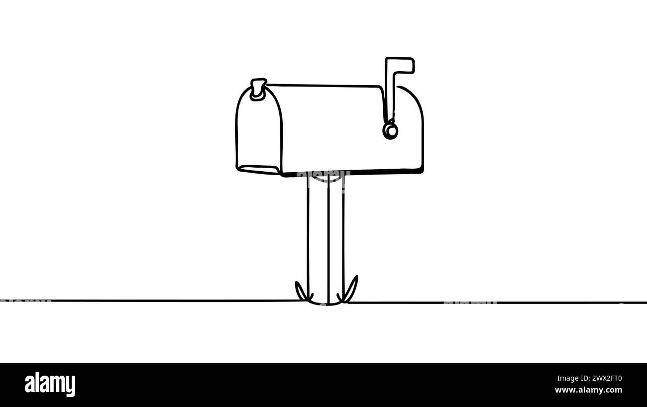 Continuous one line drawing of open mailbox with letters. Simple vector ...
