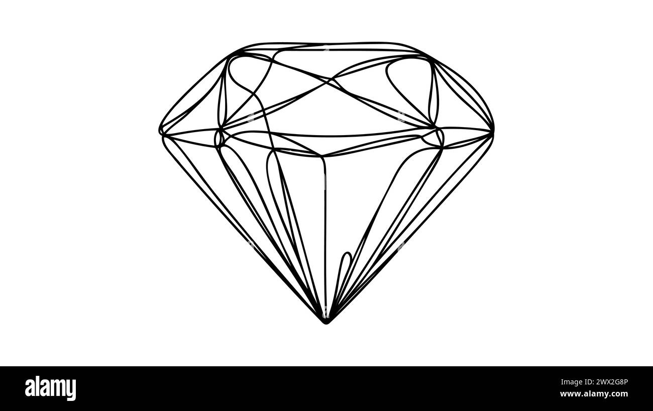 Diamond one line drawing. Gem symbol continuous line illustration ...