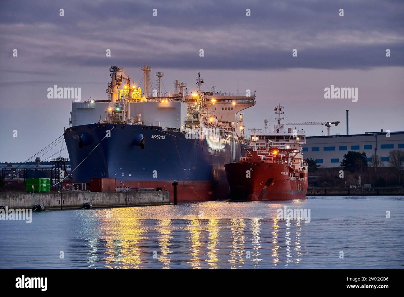 Lubmin, Germany - 01 28 2023: First LNG Terminal With LNG Tanker ...