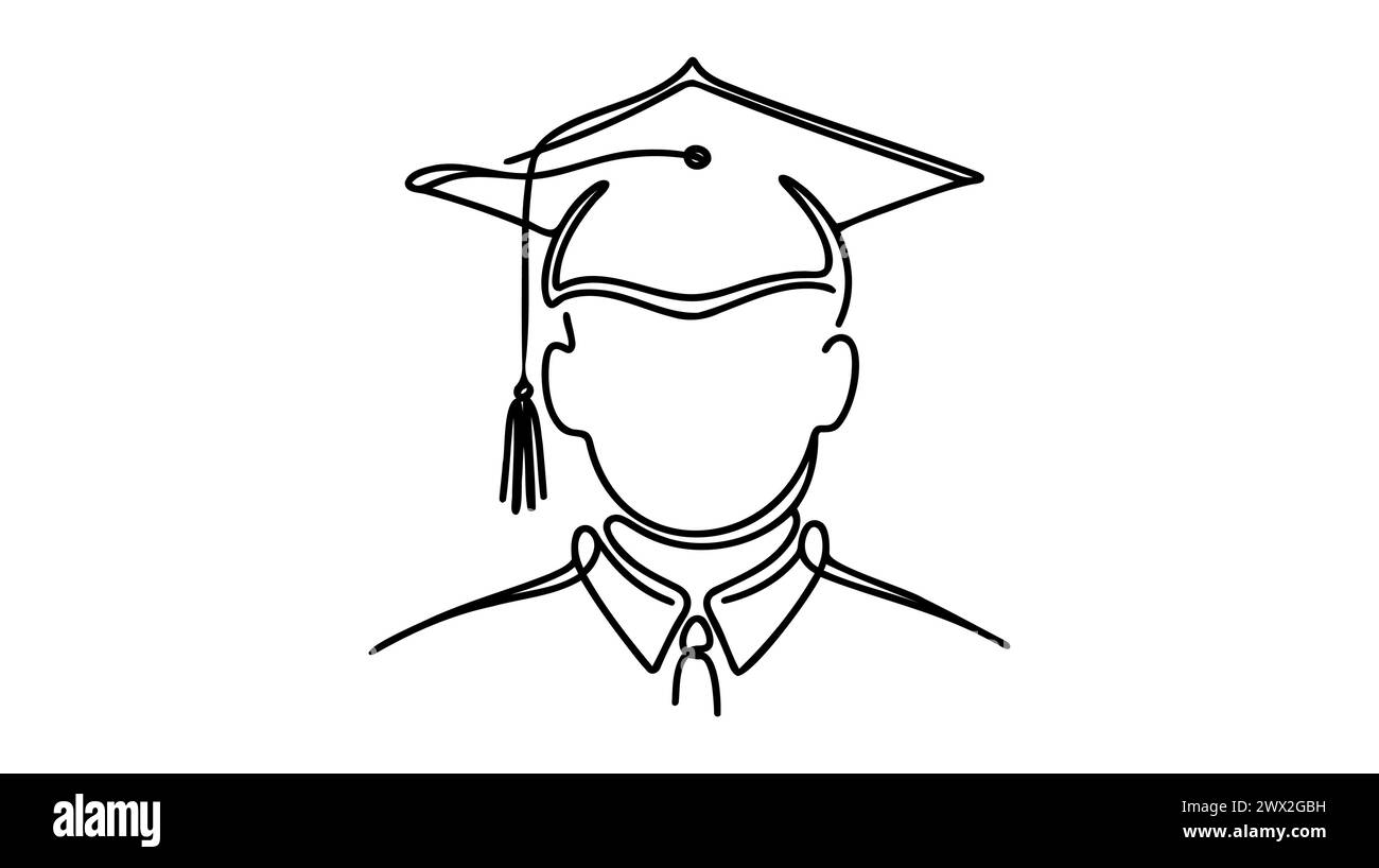Continuous single drawn one line student drawn by hand silhouette. Line ...