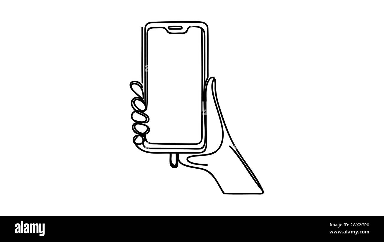 Phone line background. One line drawing background. Continuous line ...