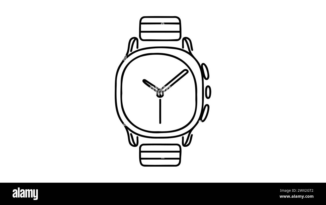 Wrist watch continuous single line drawing. Vector illustration Stock ...