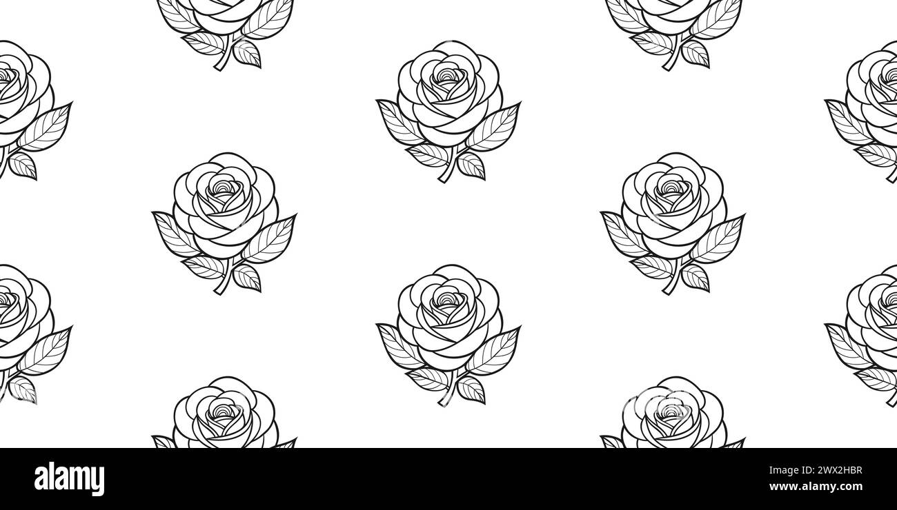 Seamless pattern with black and white roses. Seamless pattern with flowers. Vector illustration ...