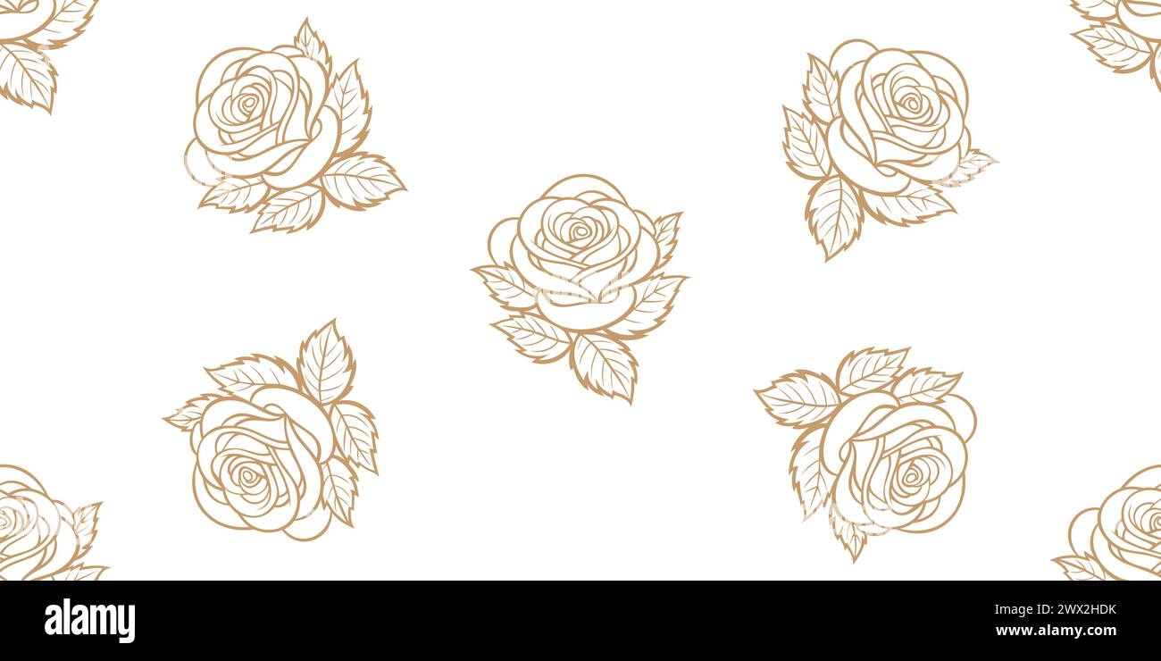 Seamless pattern with gold roses on white background. Seamless pattern ...