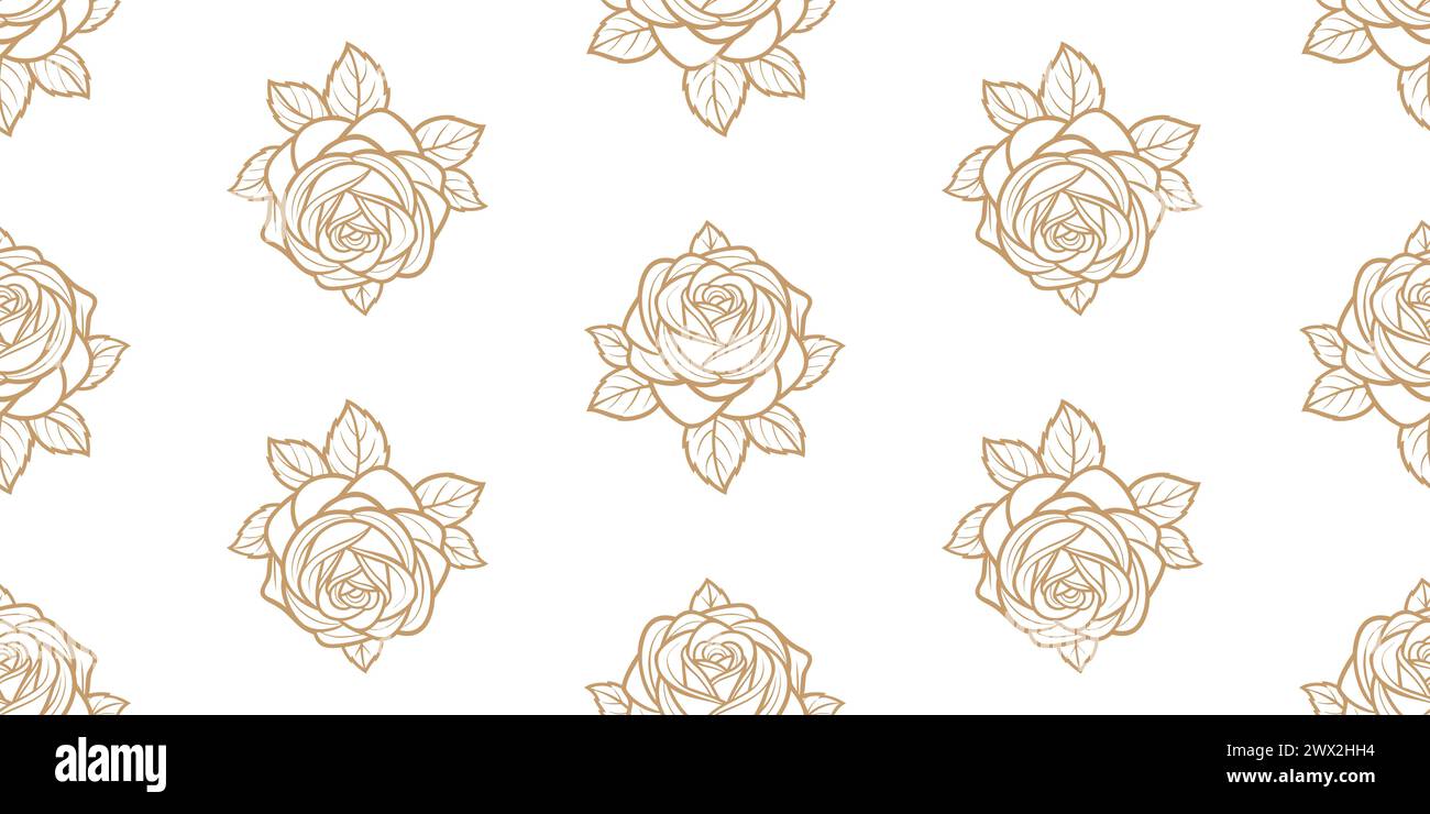 Seamless pattern with gold roses on white background. Seamless pattern ...